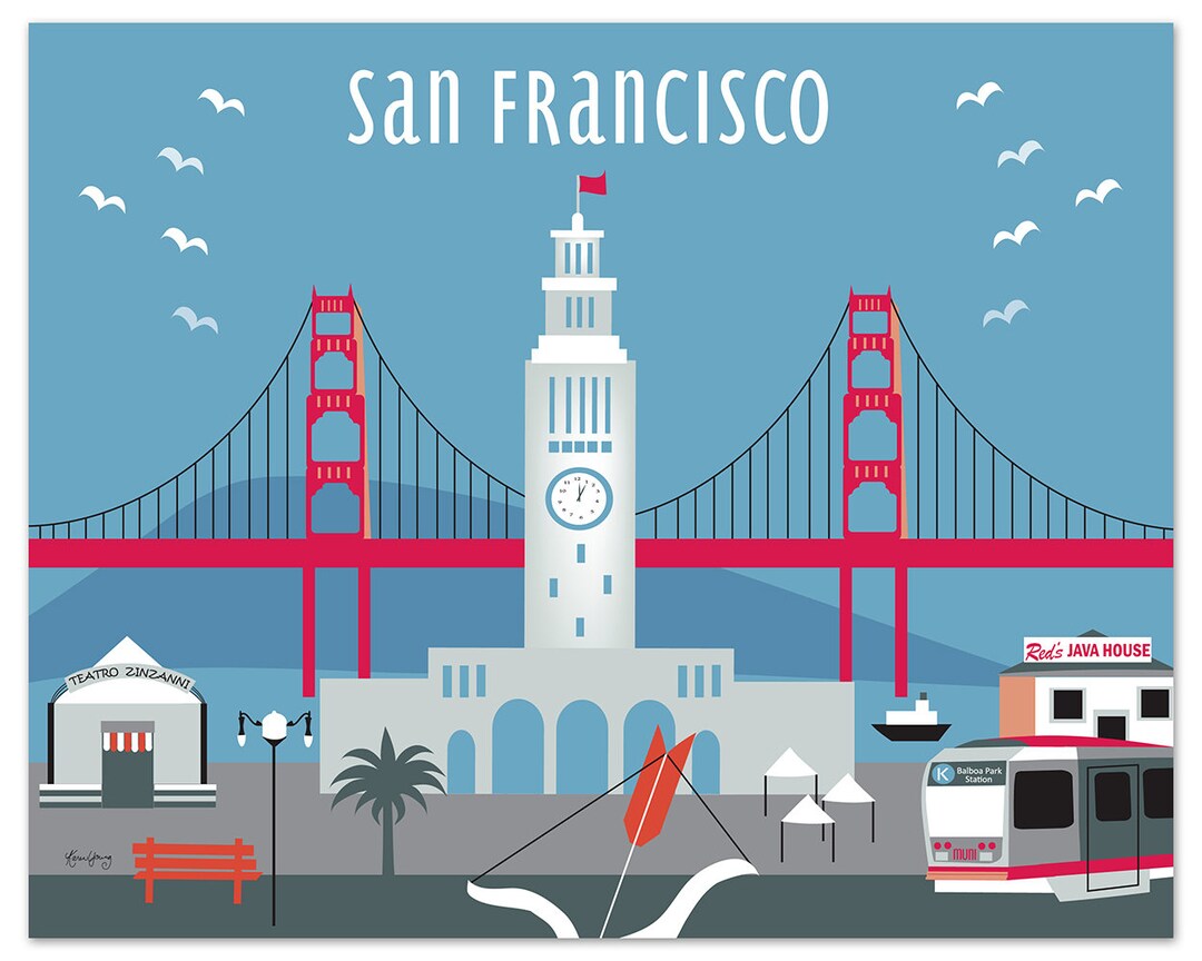 San Francisco Art Print, San Francisco Skyline Wall Art, Decor, Ferry ...