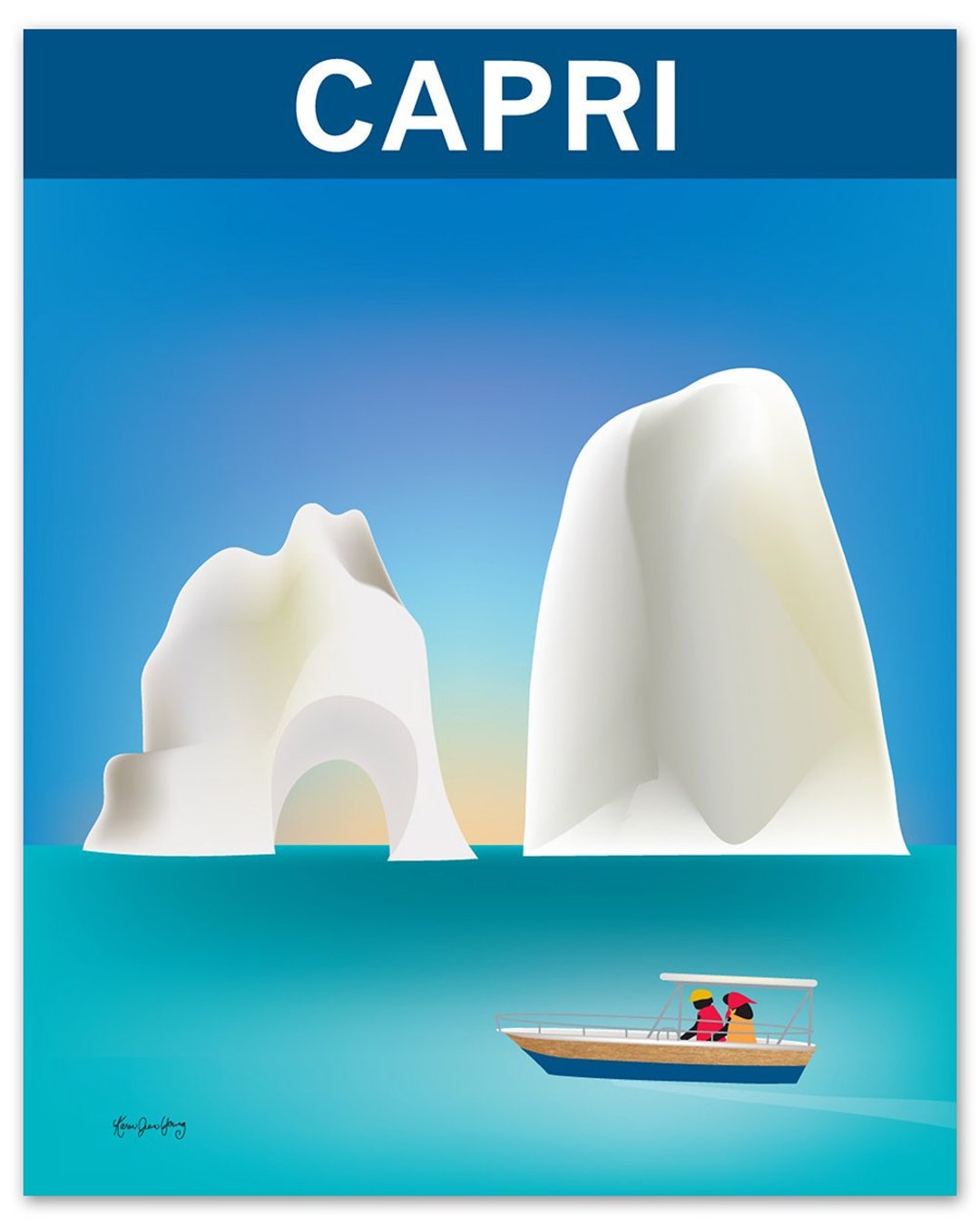 Capri Art Print Skyline, Capri Poster, Vertical Print, Capri Italy ...