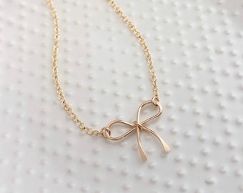 Gold Bow Necklace | Etsy