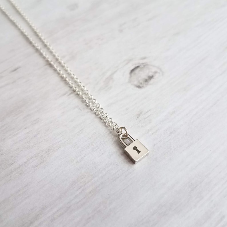 Small Lock Necklace Tiny Padlock Necklace Silver Lock - Etsy