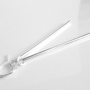 Silver Stick Earrings, Silver Bar Earring, Long Thin Bar Earring, Line ...