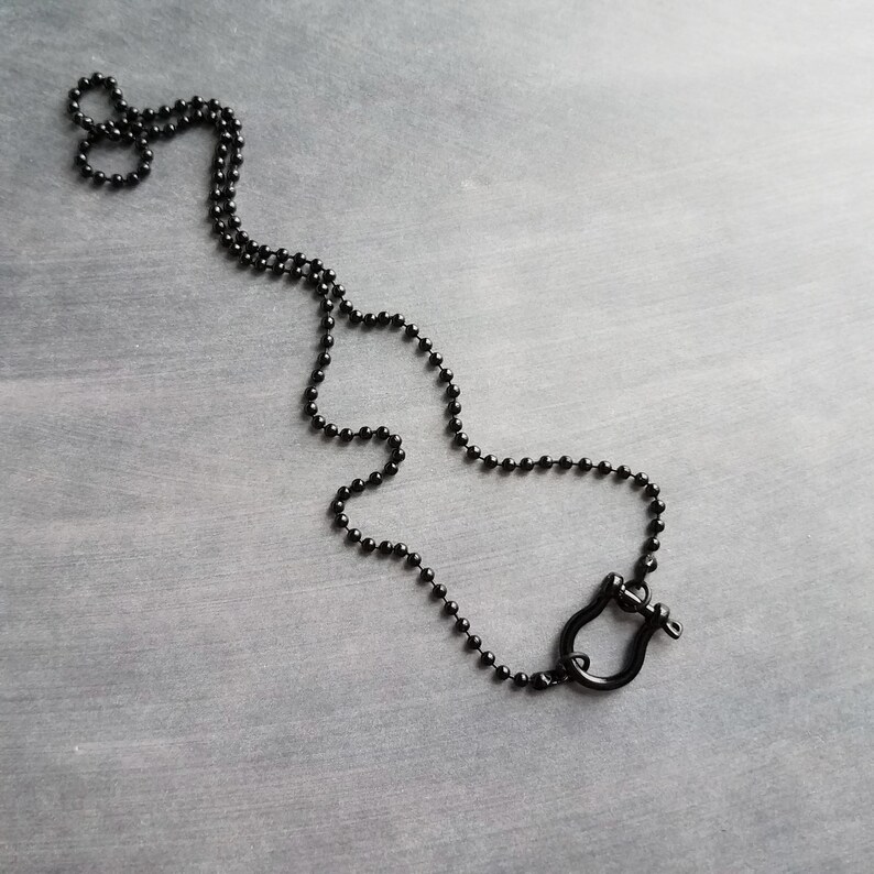 Black Ball Chain, Solid Black Chain, Black Shackle Clasp, Black Ball ...