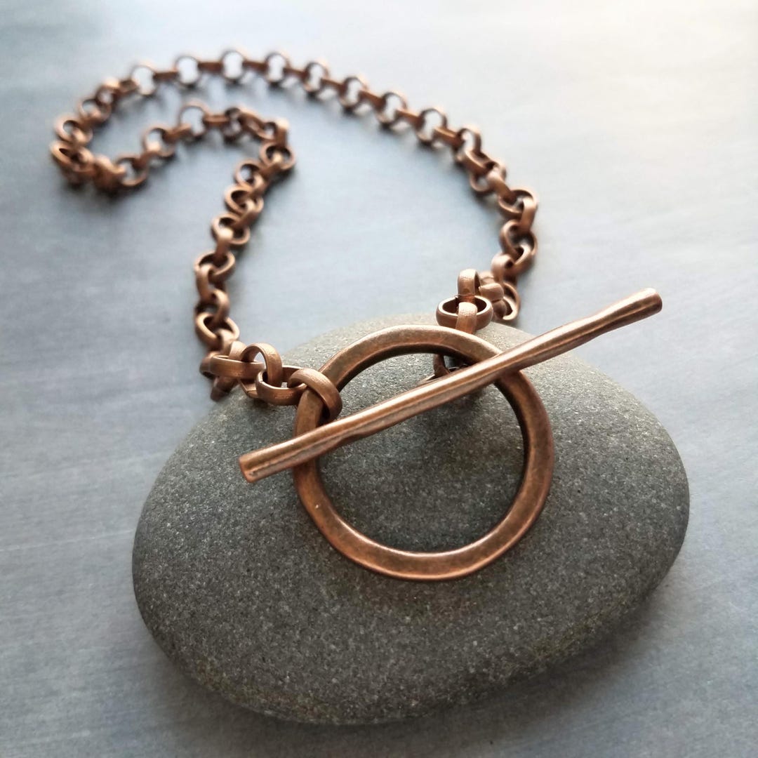 Antique Copper Chunky Chain, XL Front Toggle Clasp, OT Clasp, 8mm ...