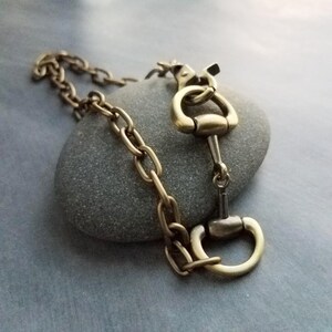 Antique Bronze Snaffle Bit Necklace, Equestrian Necklace, Brass Horse ...