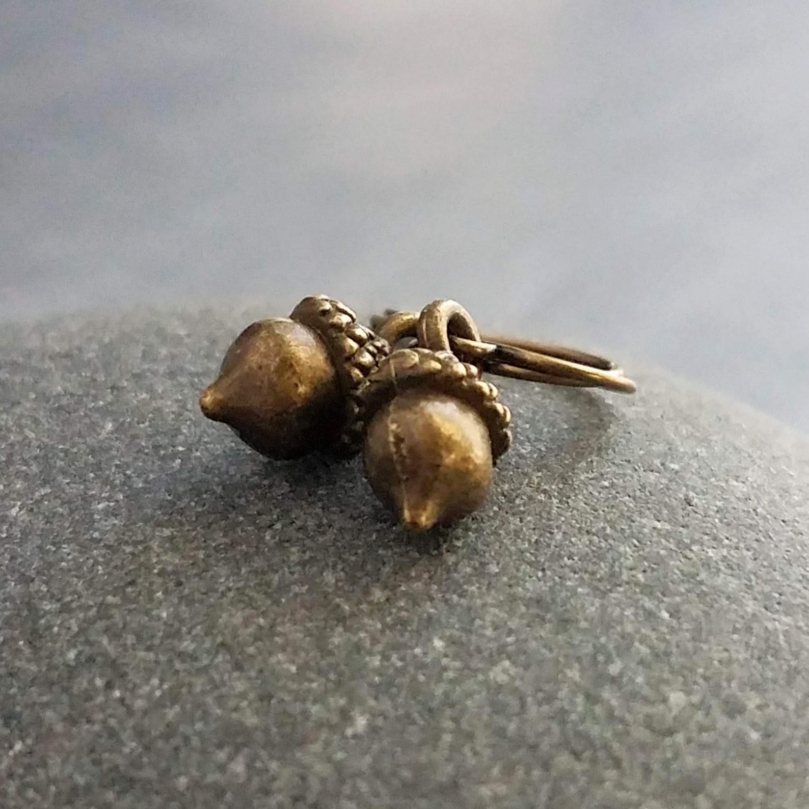 Small Acorn Earrings, Dark Antique Brass Acorns, Bronze Acorn, Little ...