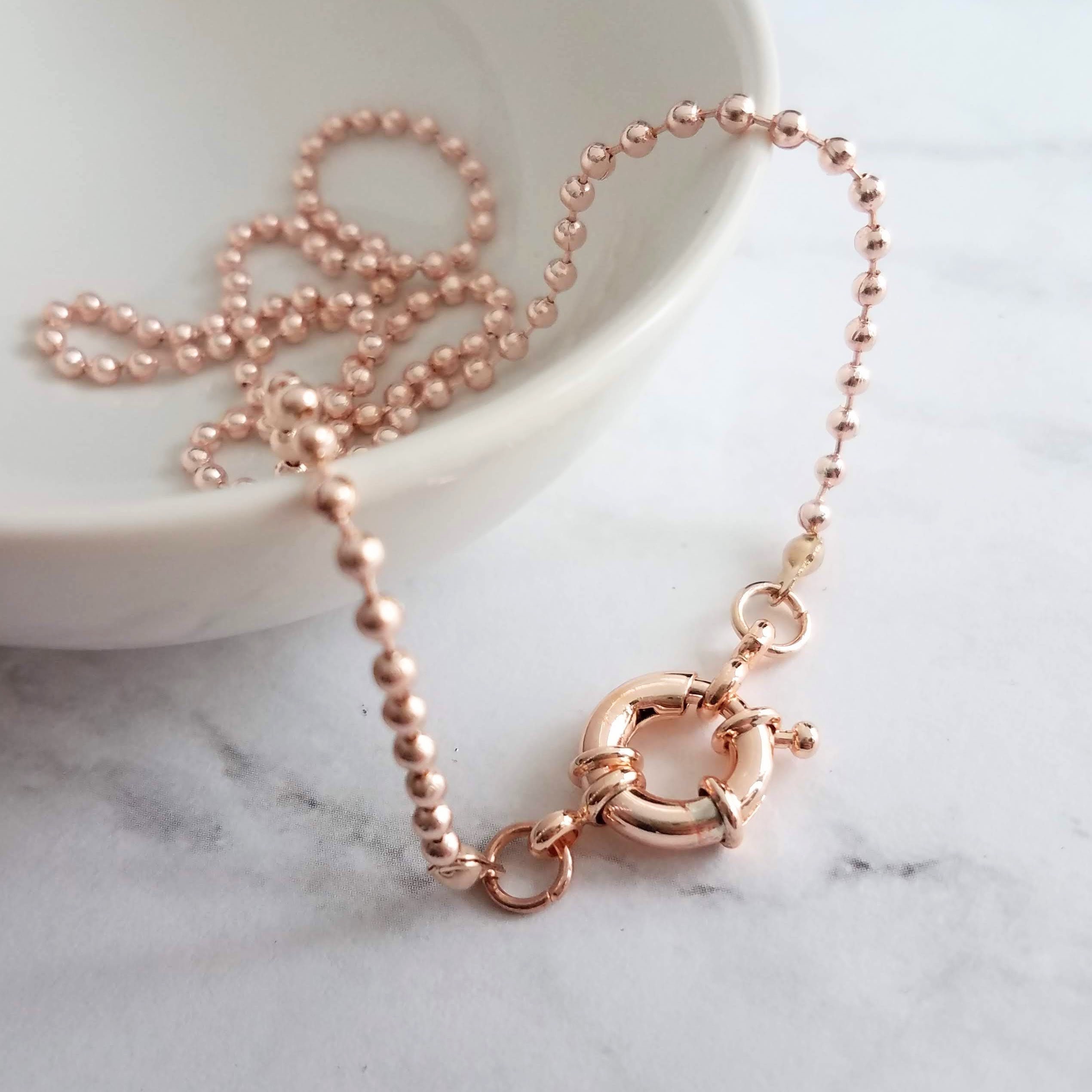 Ball Chain Necklace Rose Gold Ball Chain Chunky Front Clasp - Etsy ...