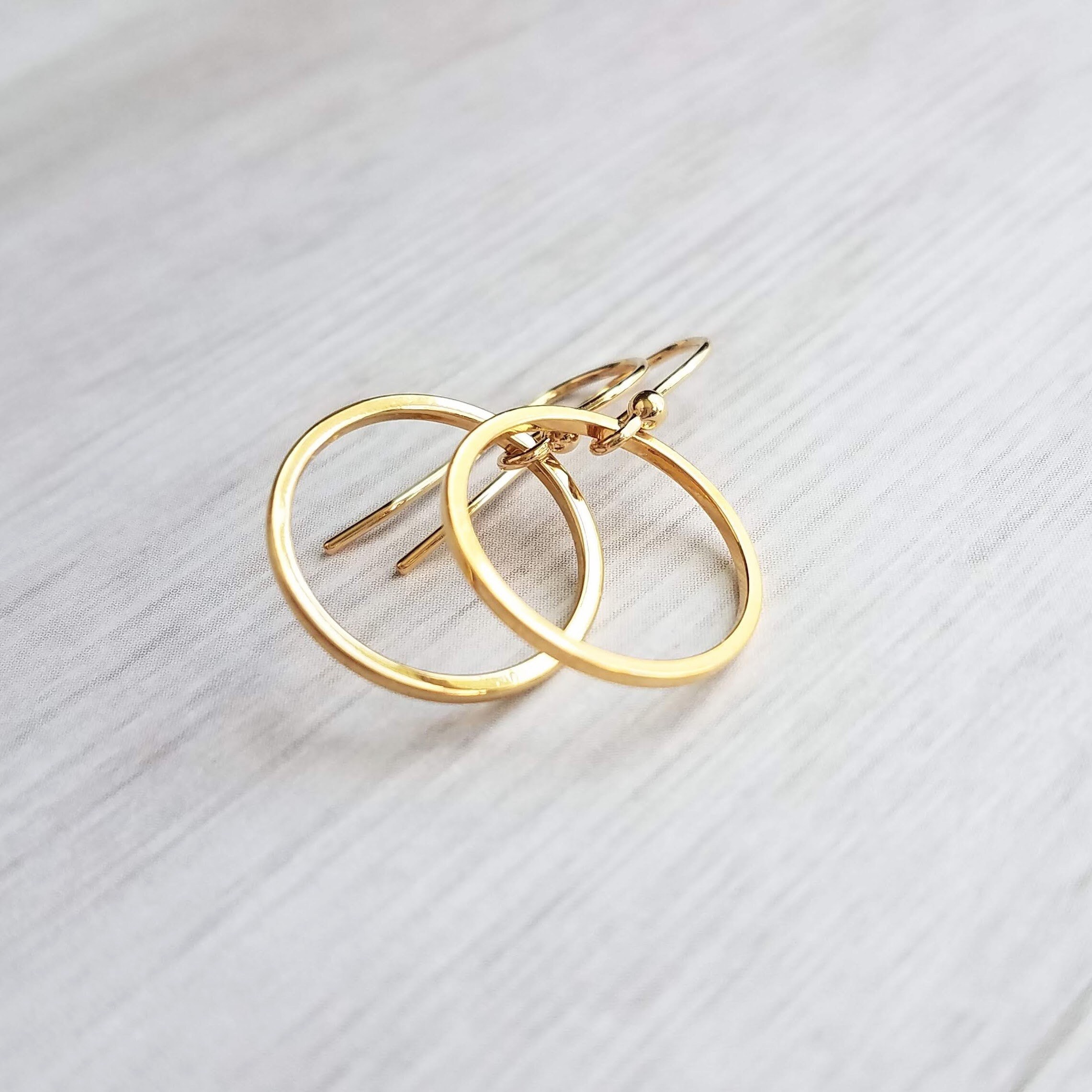 Gold Circle Earrings Gold Hoop Earring Thin Circle Earring | Etsy
