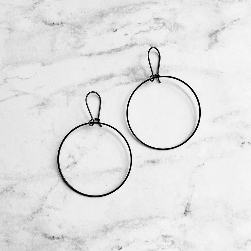 Black Hoop Earrings - Etsy