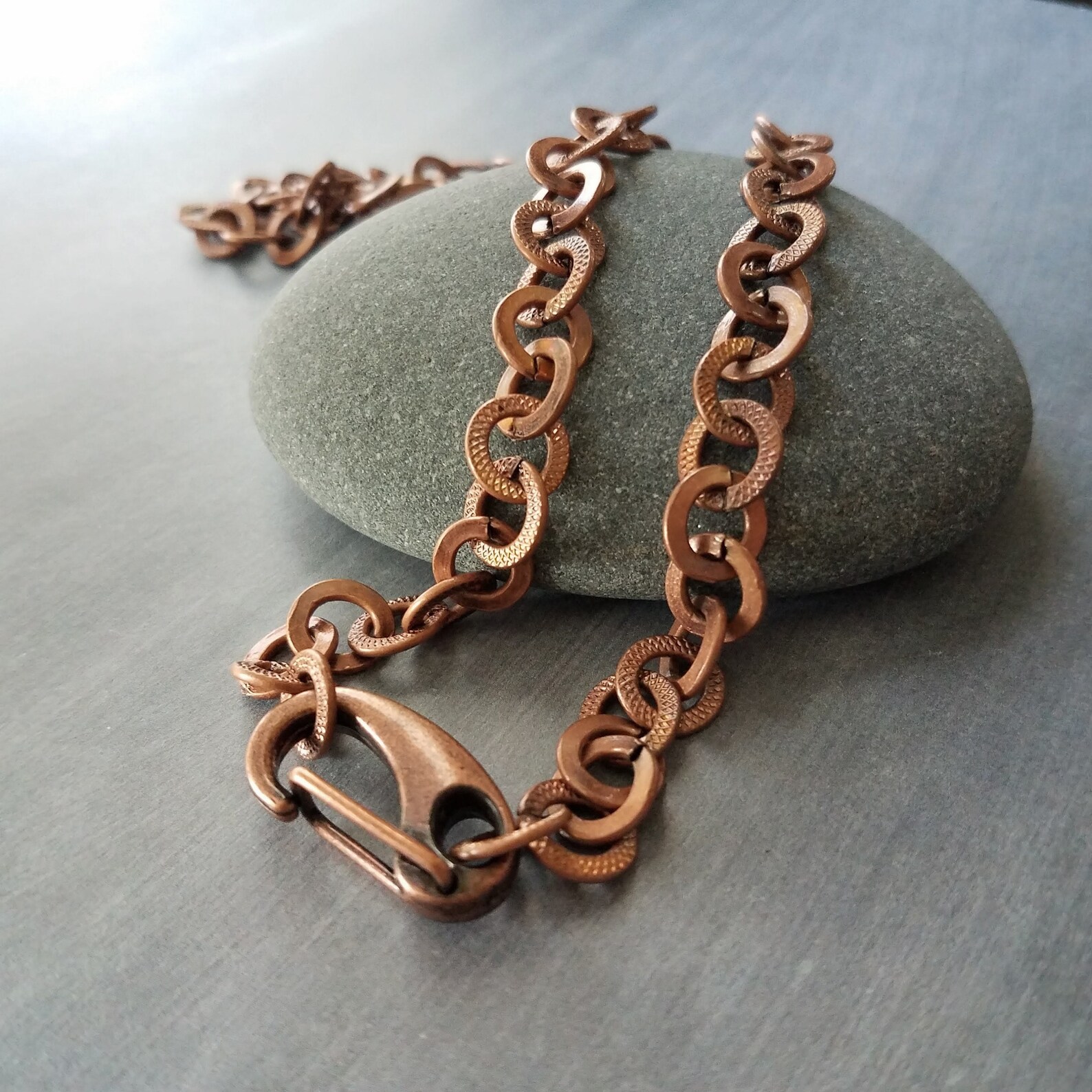 Thick Bronze Chain Necklace, Big Front Clasp Chain, Punk Antique Brass ...