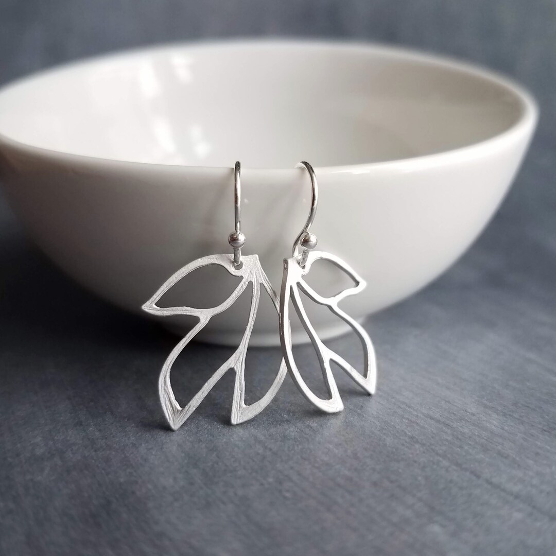Silver Wing Earrings, Gold Wing Earrings, Silver Open Leaf Earring ...