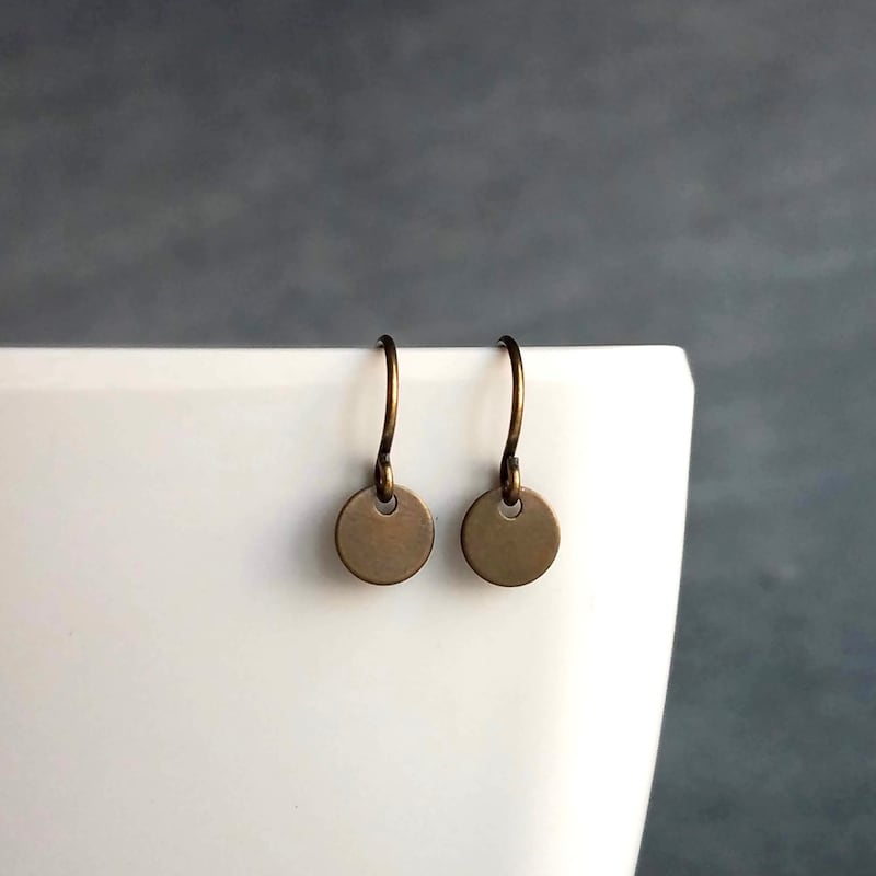Bronze Disc Earrings - Etsy