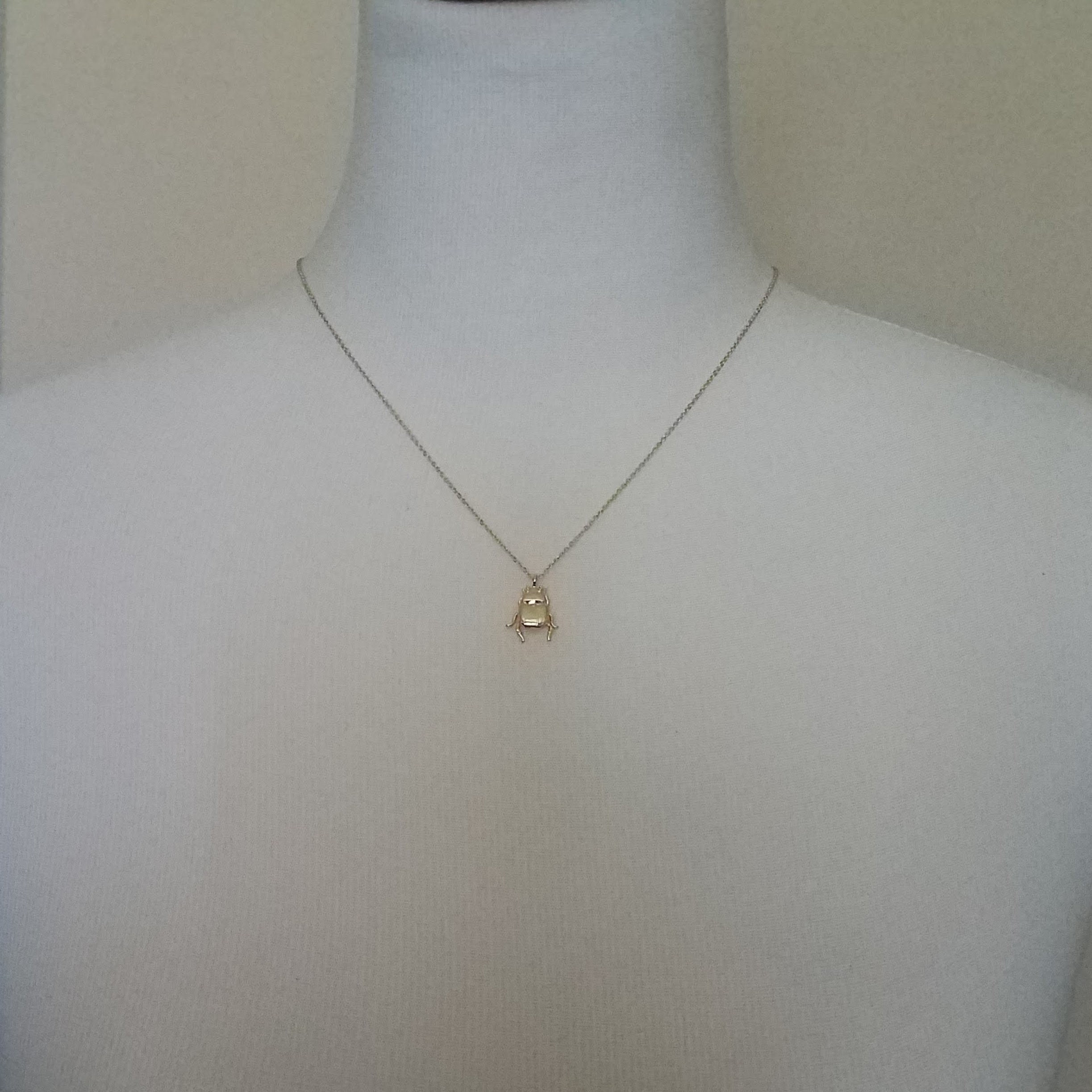 Little Silver Bug Necklace, Small Beetle Pendant Thin Delicate 18in ...