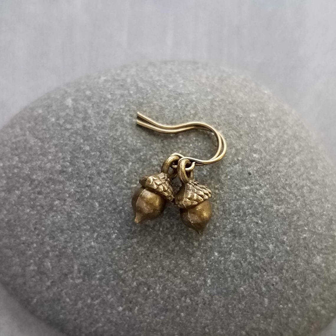 Small Acorn Earrings, Dark Antique Brass Acorns, Bronze Acorn, Little ...