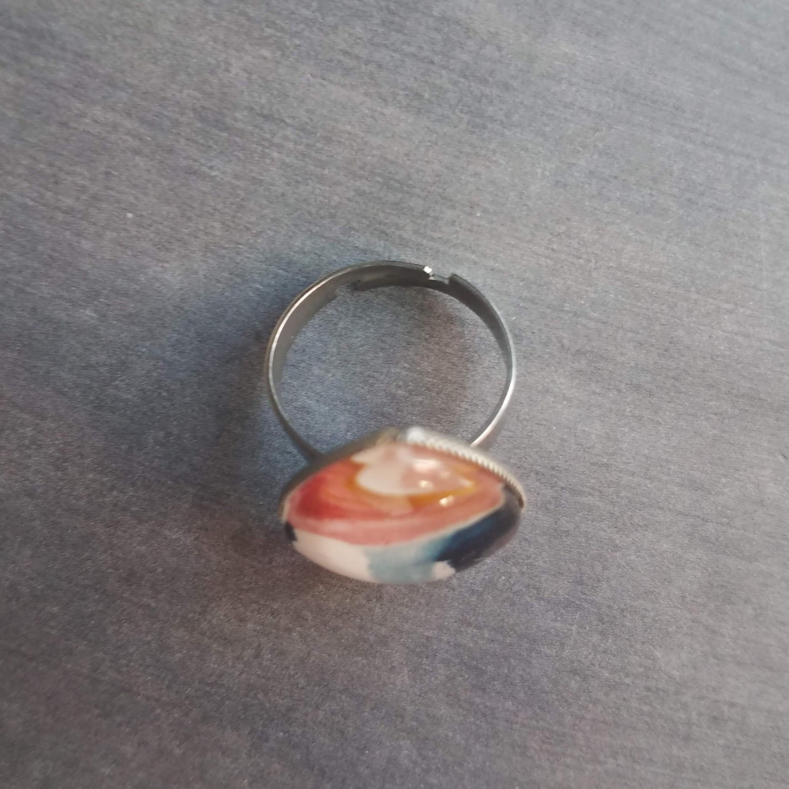 80s Ring, Pastel Colors Ring, Color Splash Ring, Abstract Ring, Glass ...