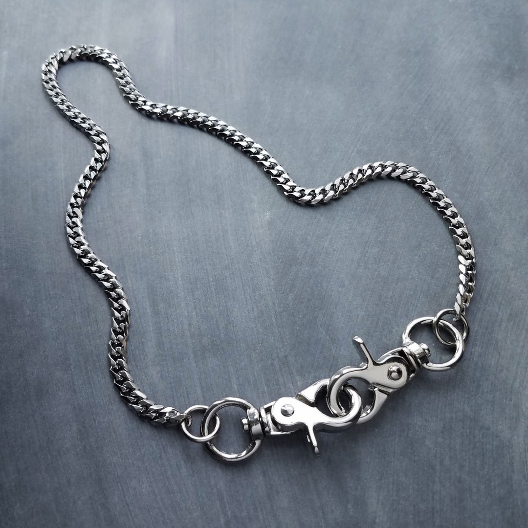 Curb Chain Necklace, Miami Chain, Front Double Clasps, Oversized ...