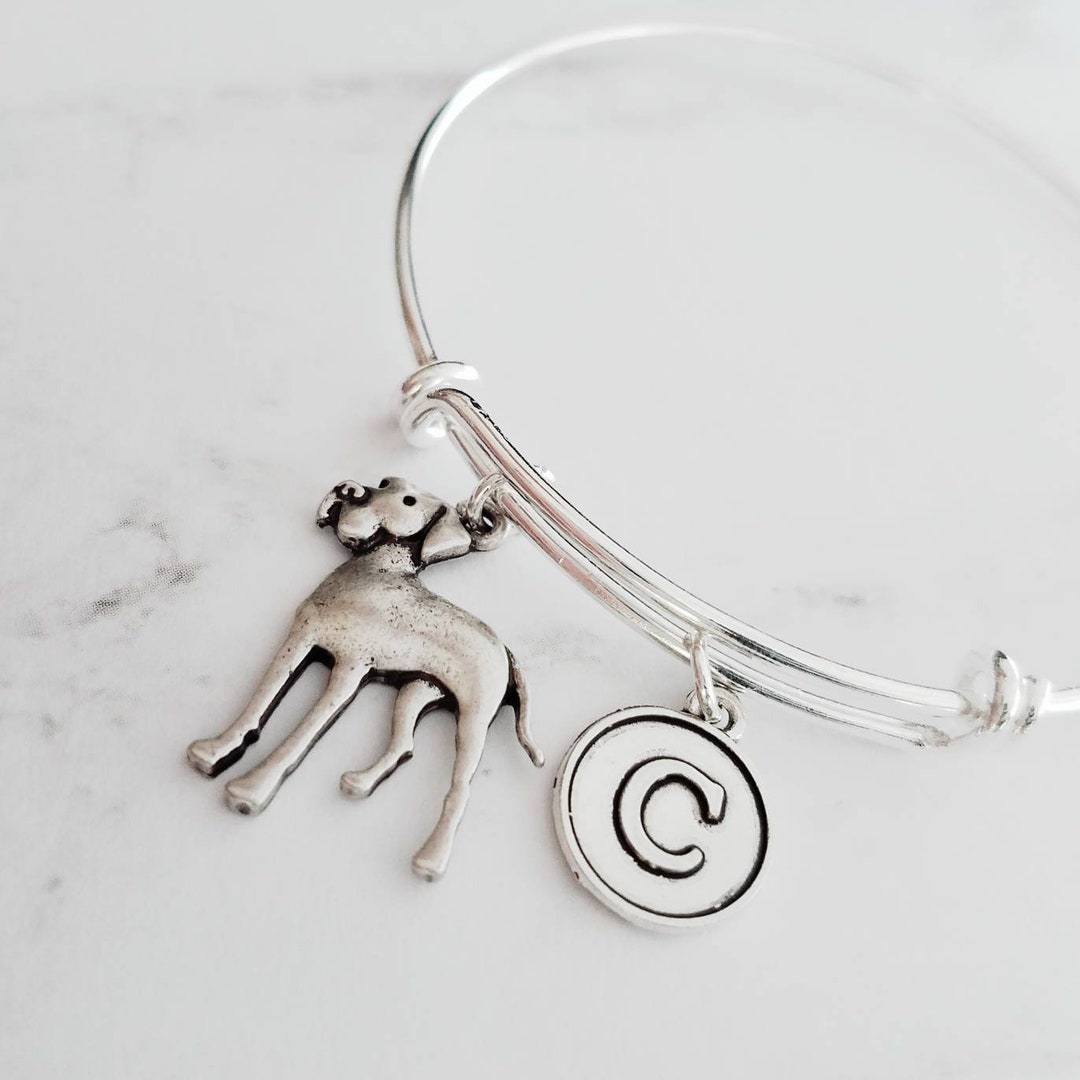 Great Dane Charm Bracelet Silver Adjustable Bangle Double Loop Pet Dog ...