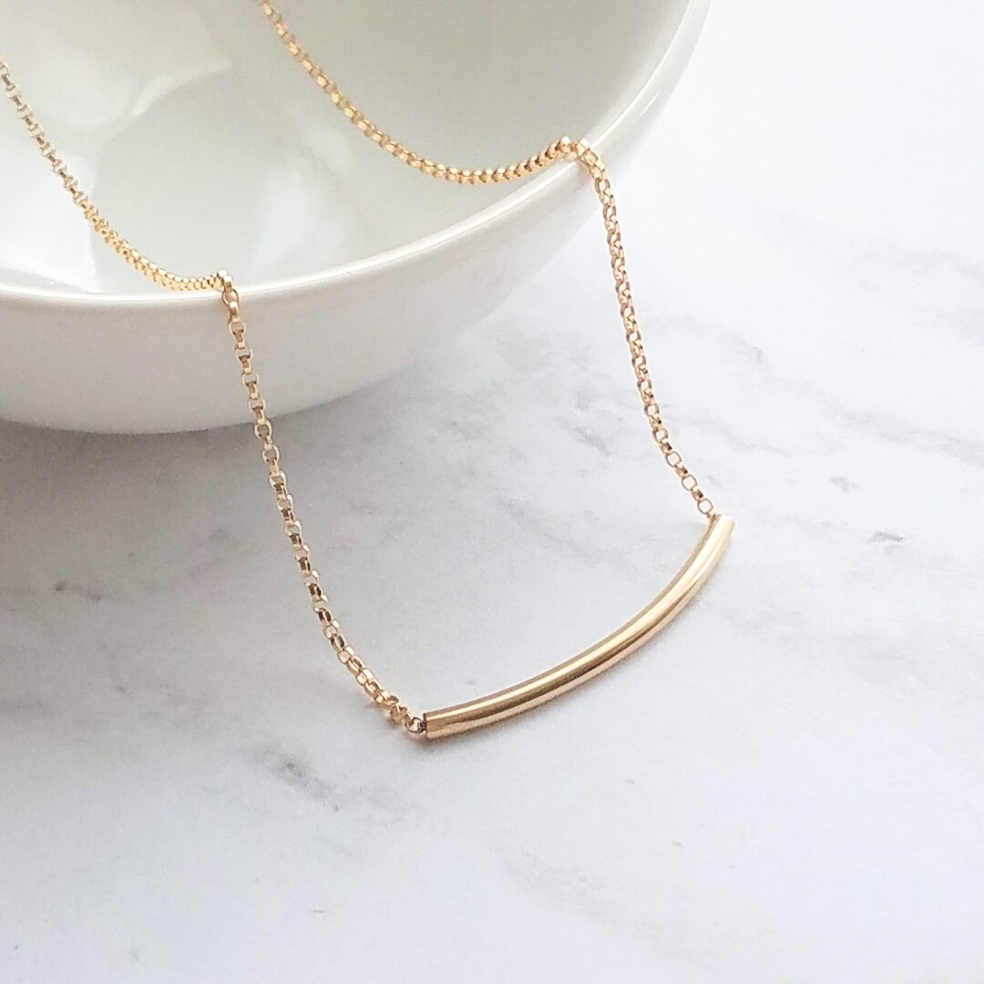 Thin Gold Tube Necklace, 14 Karat Gold Filled Chain, 14K Gold Fill ...