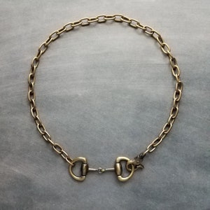 Antique Bronze Snaffle Bit Necklace, Equestrian Necklace, Brass Horse ...