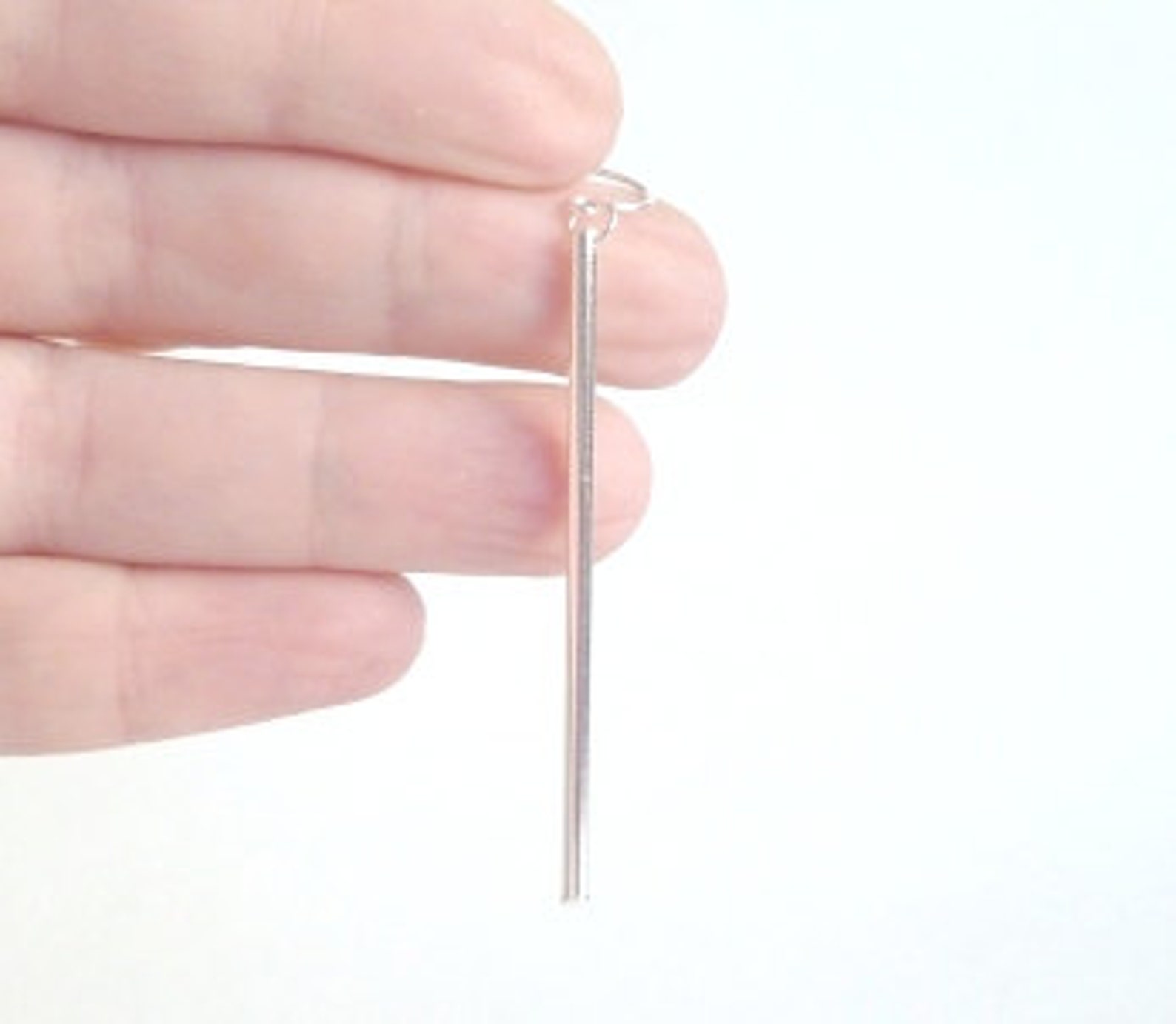 Silver Stick Earrings, Silver Bar Earring, Long Thin Bar Earring, Line ...