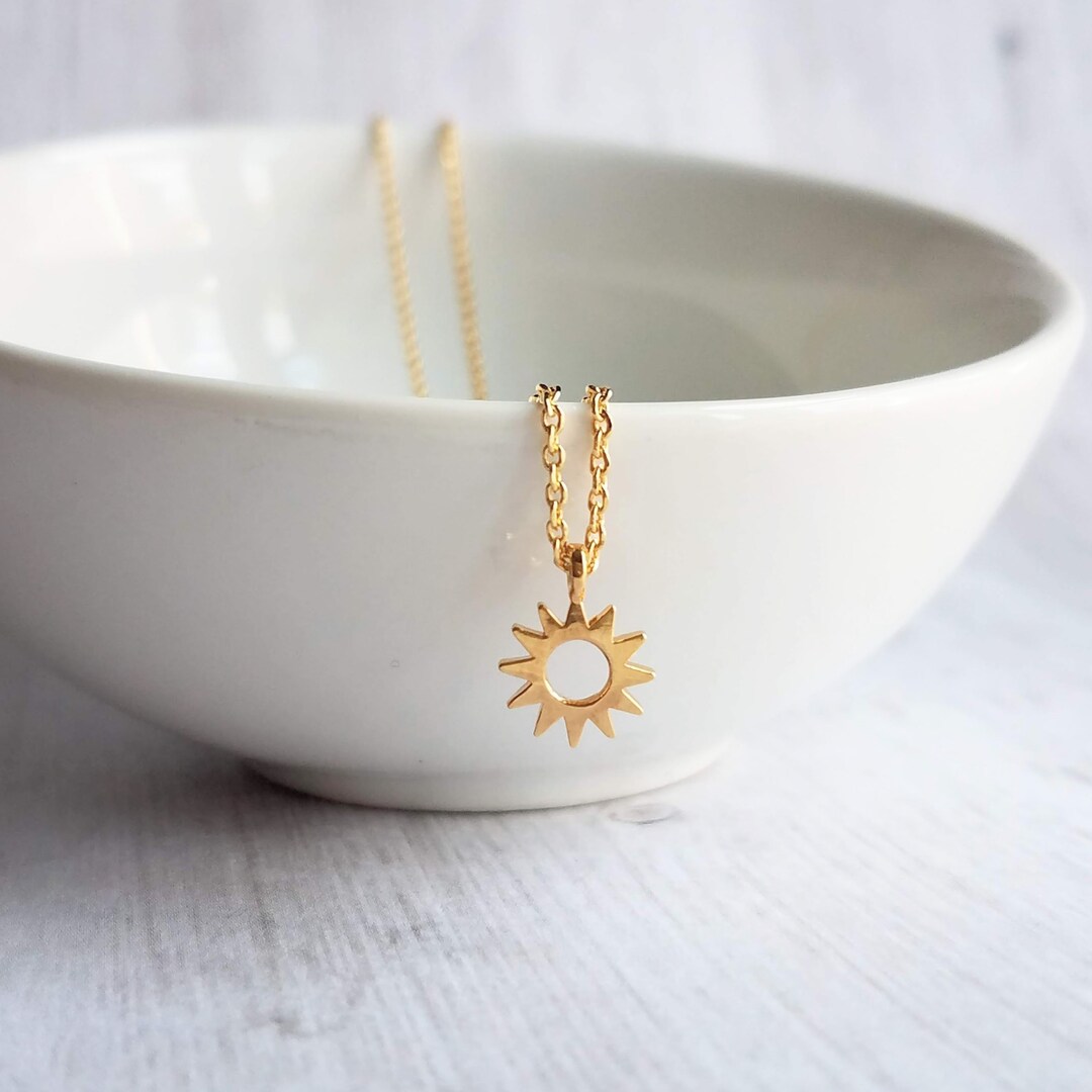 Gold Sun Necklace, Tiny Sun Necklace, Little Sun Pendant, Sunshine ...
