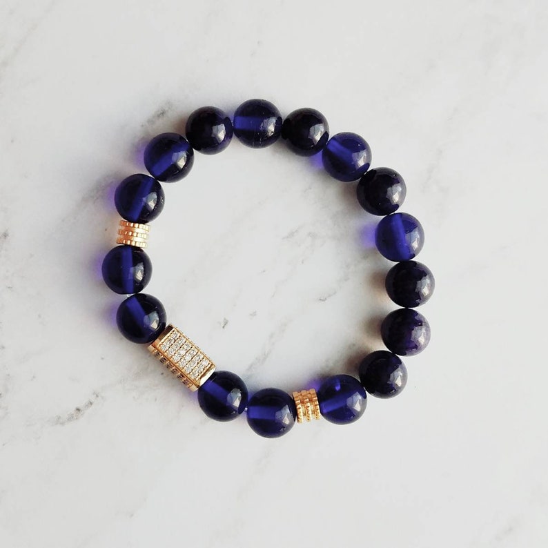 Cobalt Blue Gold Bracelet Set Metallic Finish Colorful - Etsy
