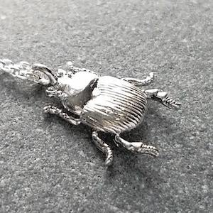Little Silver Bug Necklace, Small Beetle Pendant Thin Delicate 18in ...