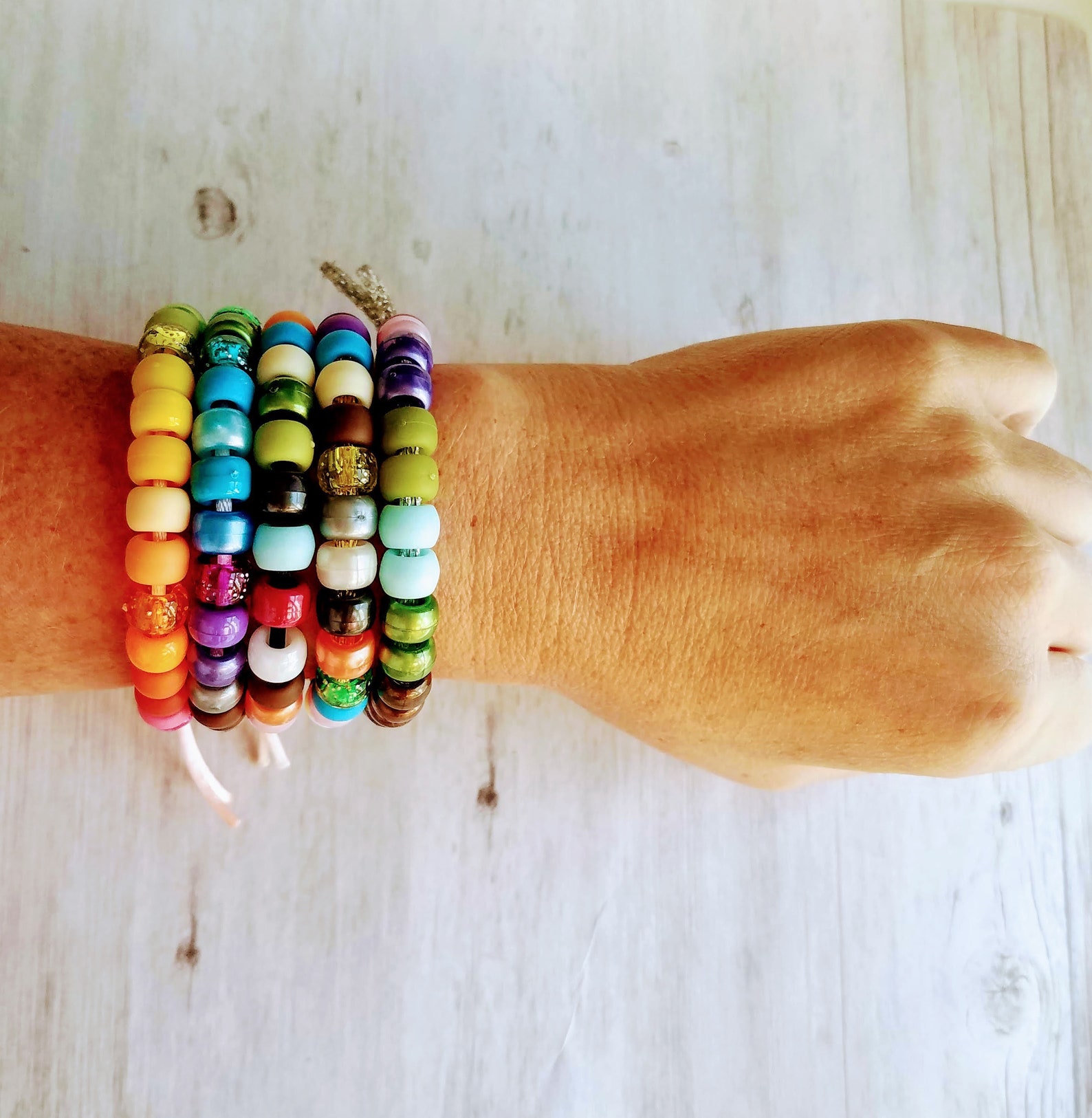 Large Bead Tie on Bracelet, Big Bead Bracelet, Chunky Bead Bracelet ...
