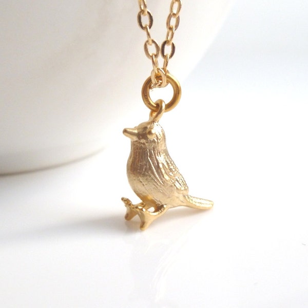 Gold Bird Pendant - Etsy