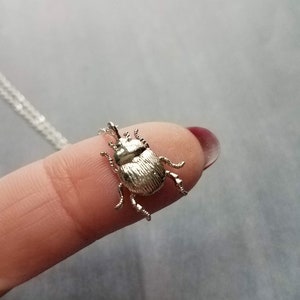 Little Gold Bug Necklace, Small Beetle Pendant, Thin Delicate 18 in ...