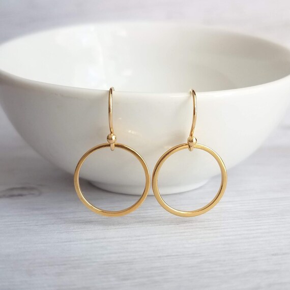 Gold Circle Earrings Gold Hoop Earring Thin Circle Earring | Etsy