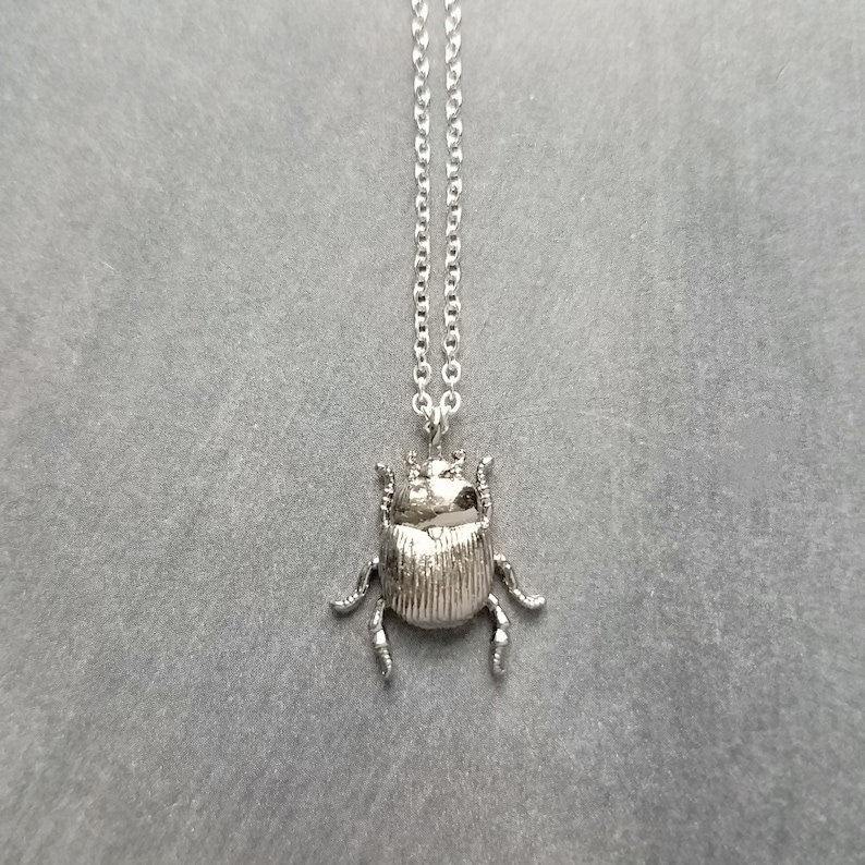 Little Silver Bug Necklace, Small Beetle Pendant Thin Delicate 18in ...