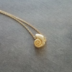 Gold Seashell Necklace, Little Spiral Shell, Nautilus Necklace, Snail ...