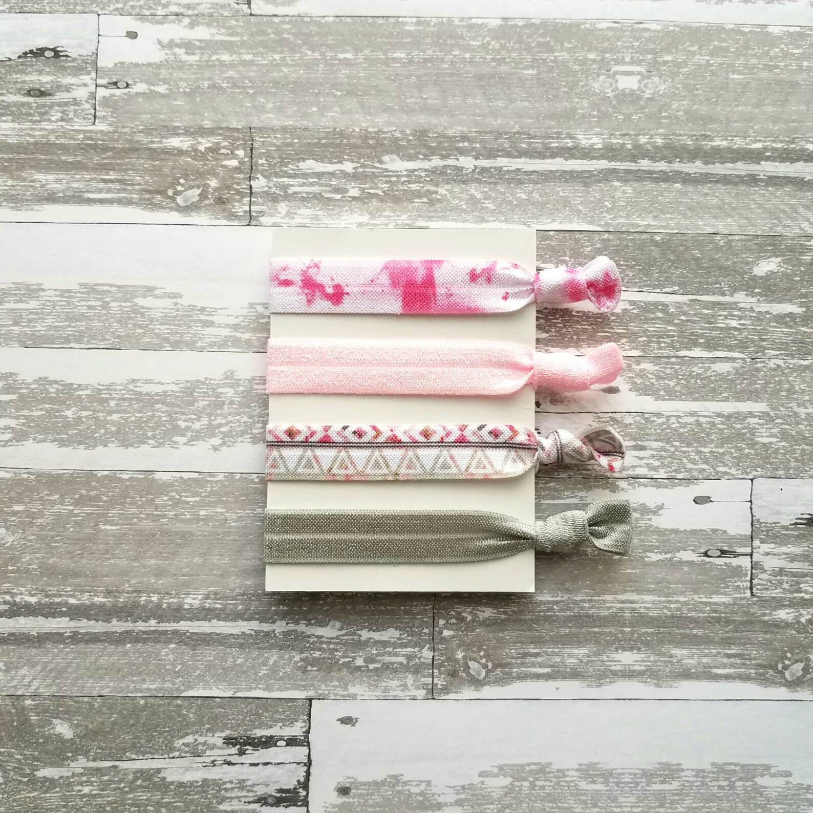 Pink Aztec Hair Band Set - Tribal Knot Elastic Tie Gray Ponytail Holder ...