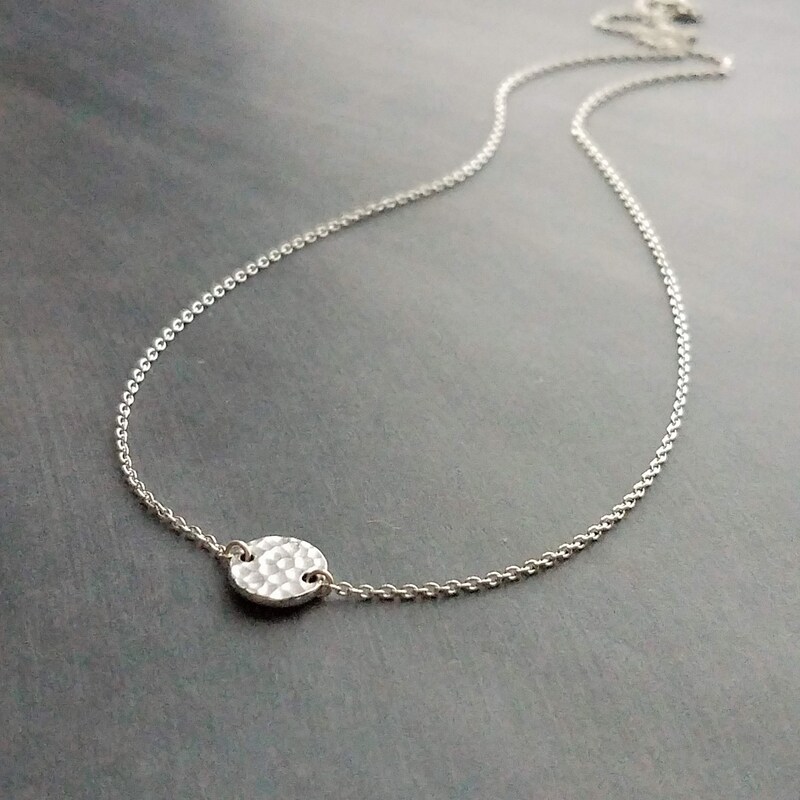 Silver Disc Necklace - Etsy