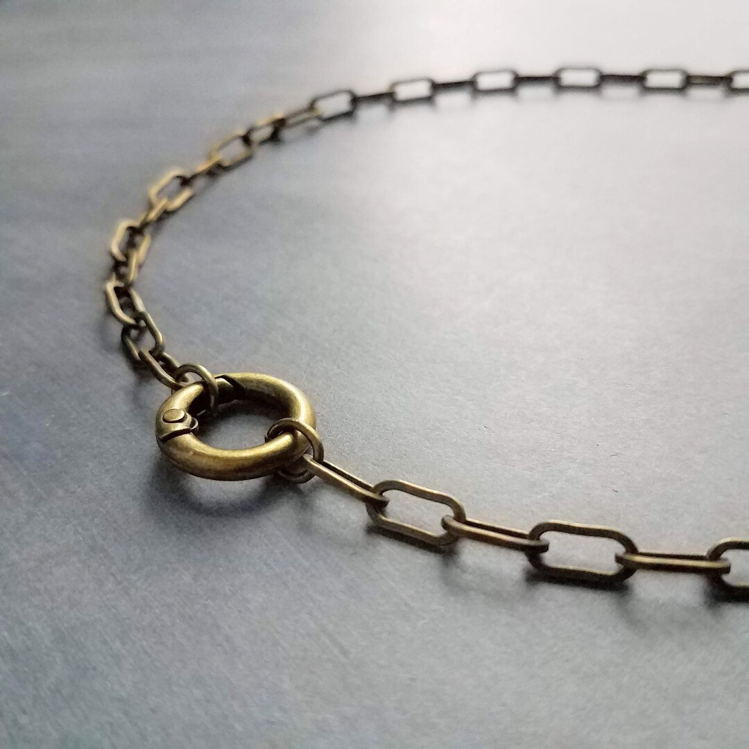 Antique Brass Chunky Chain, Antique Bronze Thick Link Necklace, Thick ...