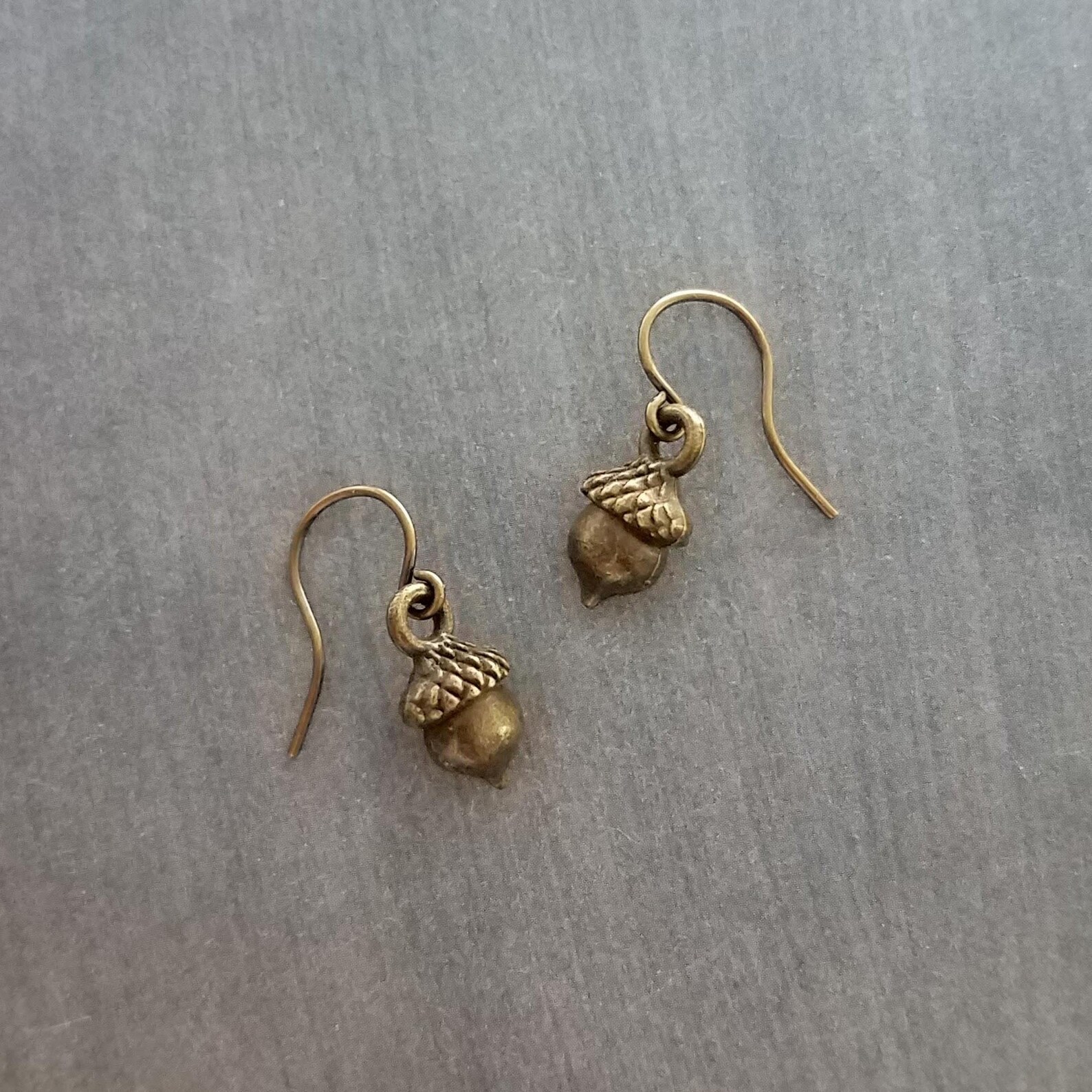 Small Acorn Earrings, Dark Antique Brass Acorns, Bronze Acorn, Little ...
