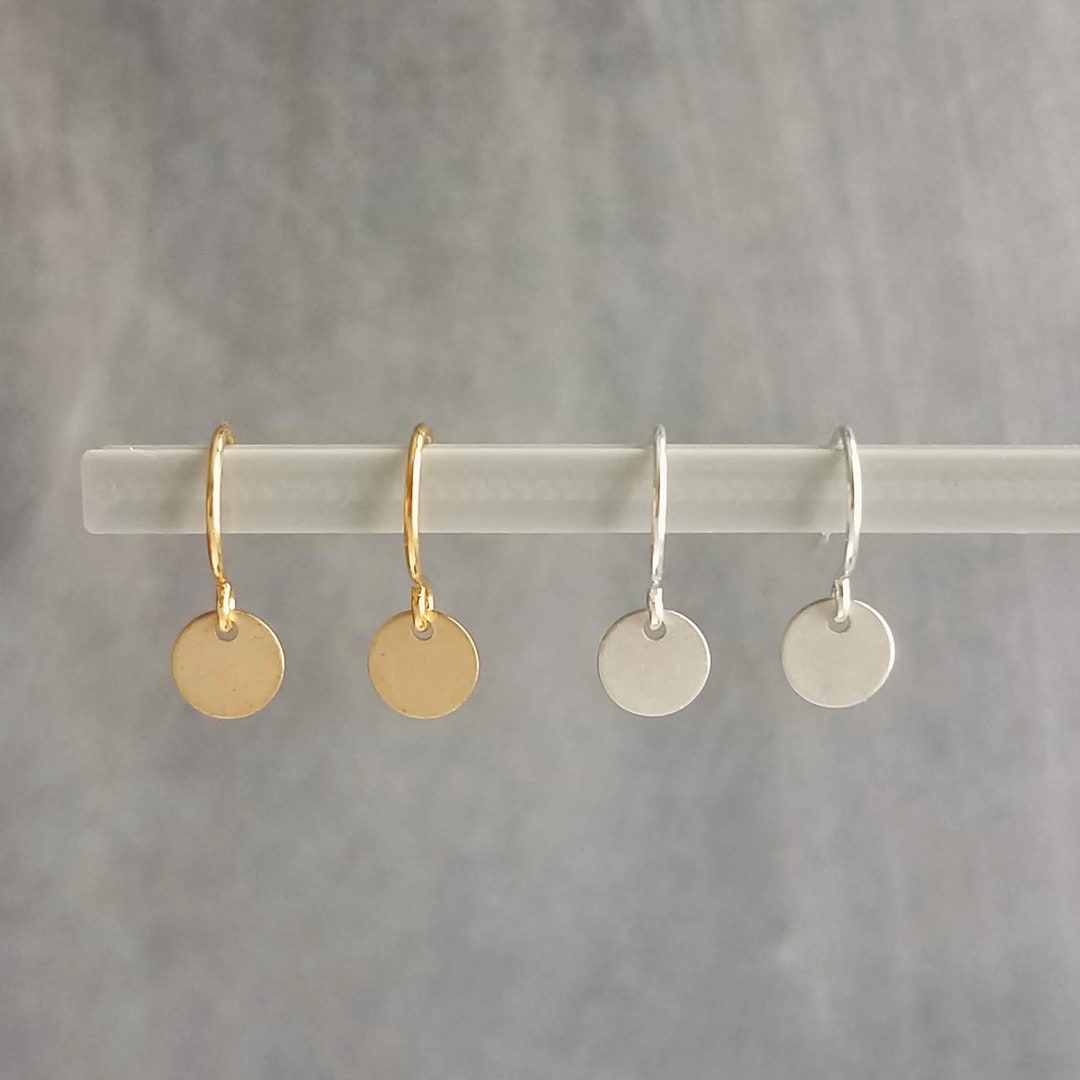 Tiny Gold Disk Earrings, Extra Small Earring, Mini Disk Earring, Gold ...