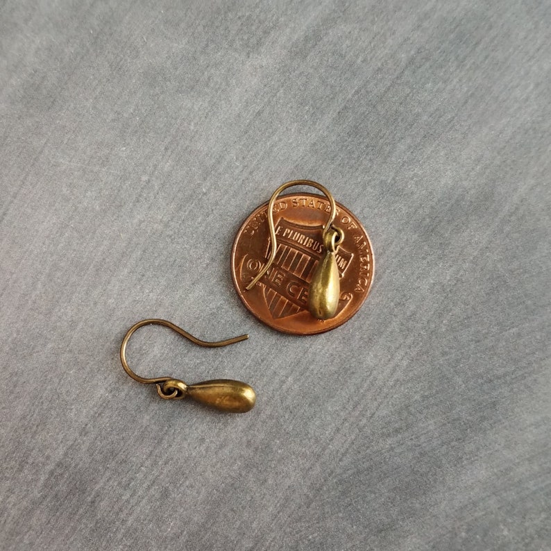Antique Brass Drop Earrings Small Drop Earrings Simple - Etsy