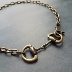 Antique Bronze Snaffle Bit Necklace, Equestrian Necklace, Brass Horse ...