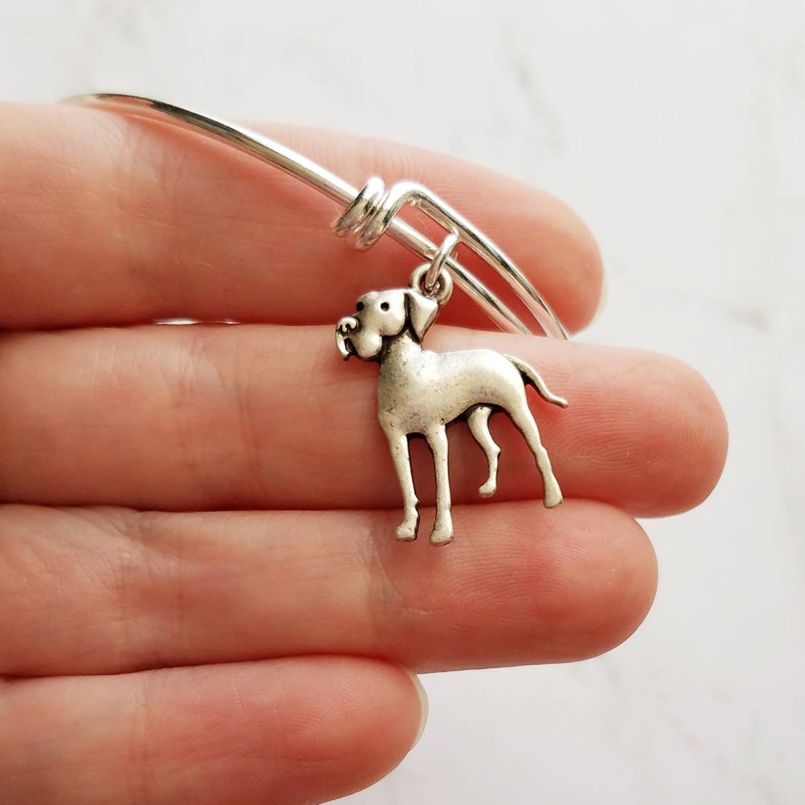 Great Dane Charm Bracelet Silver Adjustable Bangle Double - Etsy