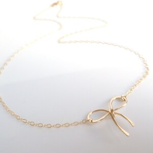 Gold Bow Necklace, 14K Gold Filled Necklace, Small Bow Necklace, Bow ...