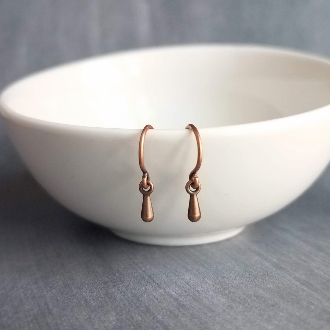 Copper Teardrop Earrings, Copper Drop Earring, Tiny Copper Earring ...