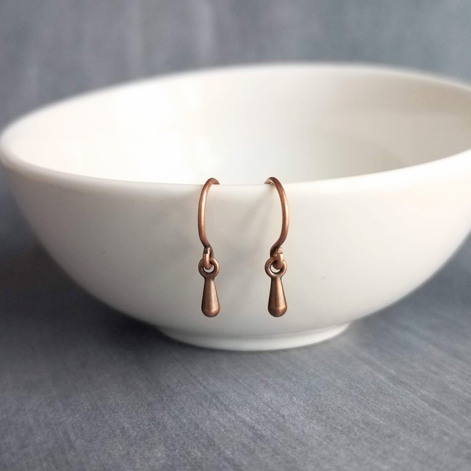 Copper Teardrop Earrings Copper Drop Earring Tiny Copper - Etsy