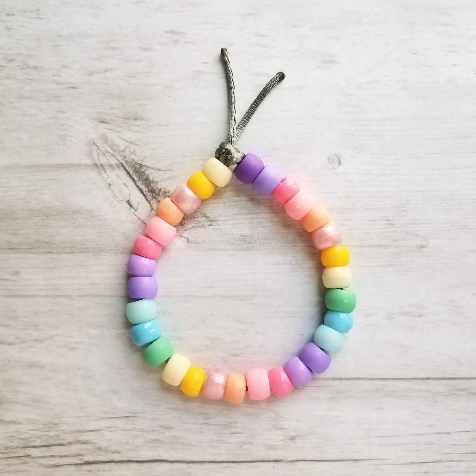 Pastel Rainbow Bracelet Pastel Bead Bracelet Tie on - Etsy