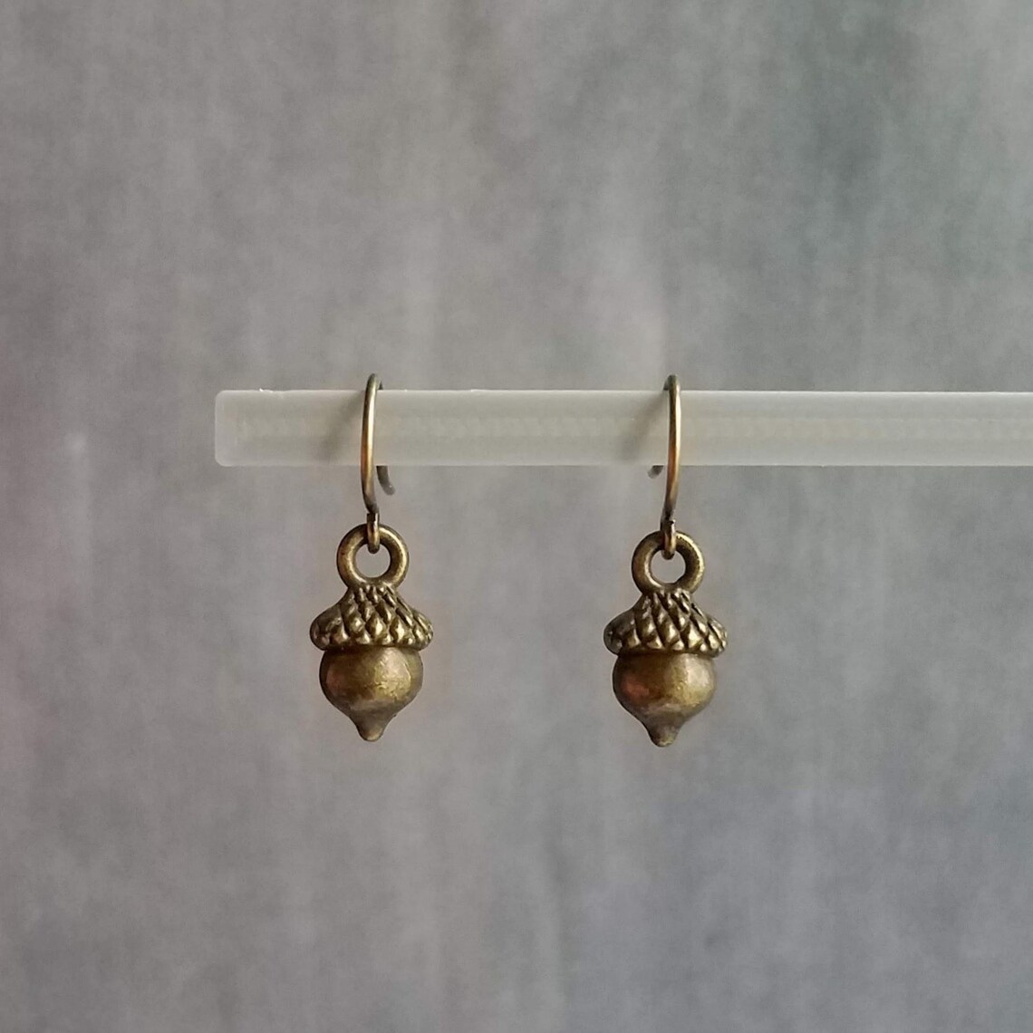 Small Acorn Earrings, Dark Antique Brass Acorns, Bronze Acorn, Little ...
