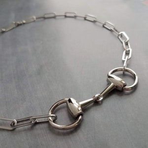 Antique Bronze Snaffle Bit Necklace, Equestrian Necklace, Brass Horse ...