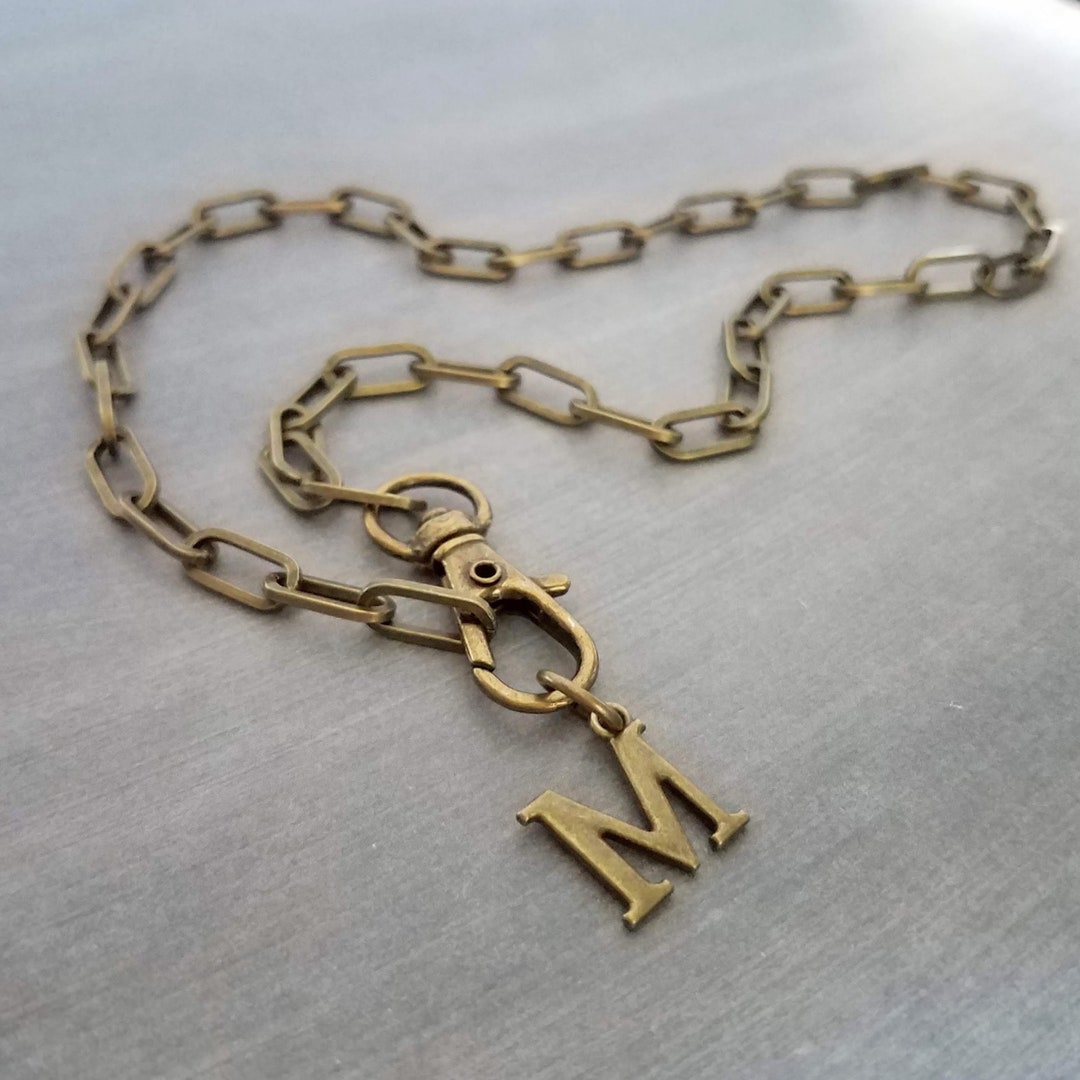 Letter Pendant Antique Brass Chunky Chain, Antique Bronze Oval Link ...