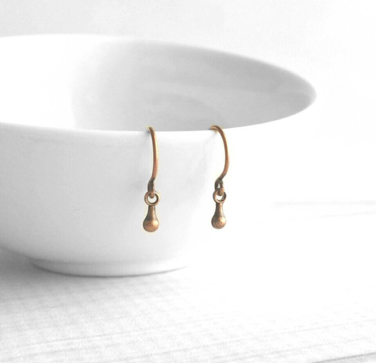 Copper Teardrop Earrings Copper Drop Earring Tiny Copper | Etsy