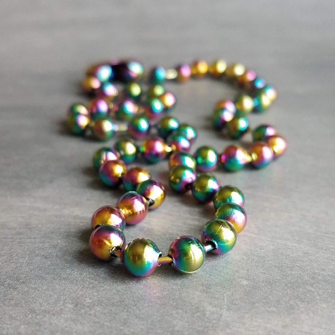 Multicolor Ball Chain, Rainbow Ball Chain, Oil Spill Chain, Large Bead ...
