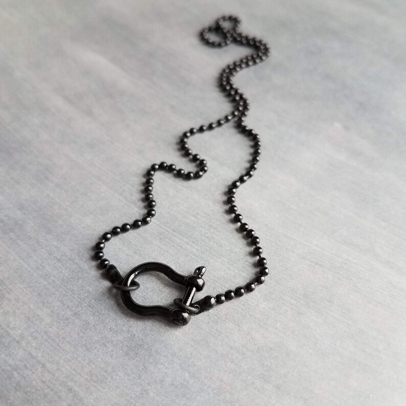 Black Ball Chain, Solid Black Chain, Black Shackle Clasp, Black Ball ...